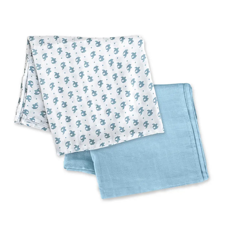 Buy Moon - Bamboo Muslin Wrap/ Swaddle (Elephant Print & Blue) Online ...