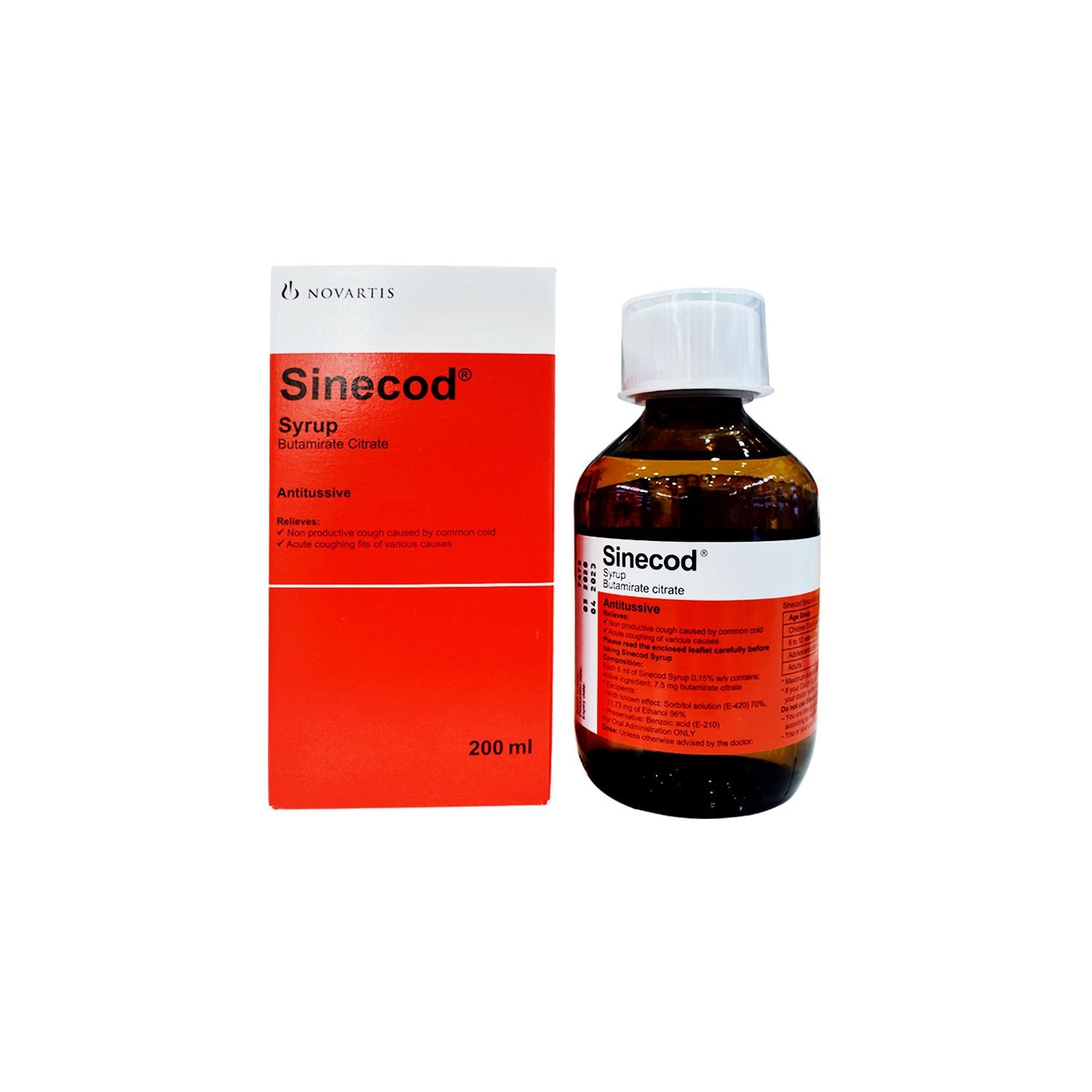 Sinecod Syrup for dry cough -200Ml – Care n Cure Online Pharmacy Qatar