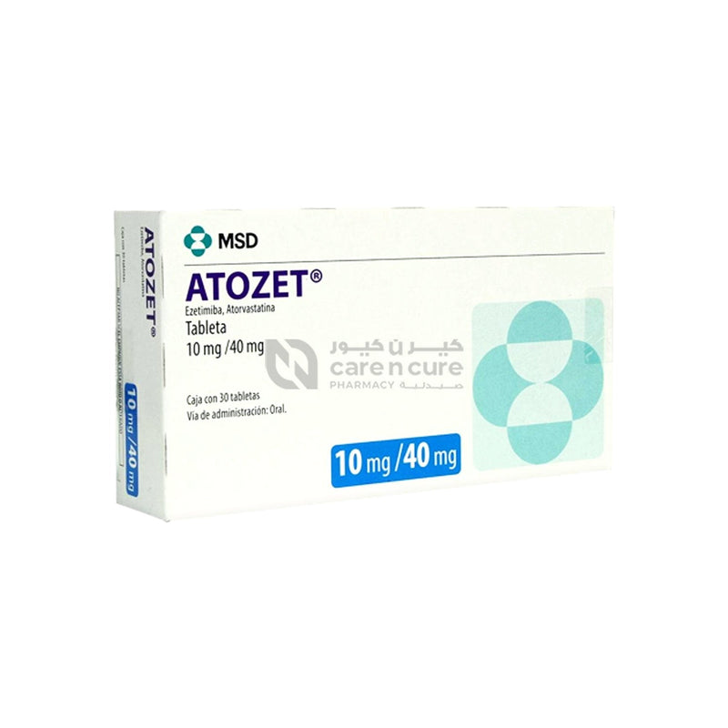 Buy Atozet 10Mg Tab / 40 Mg Tab 30 Pieces Online at Best prices in Qatar | CarenCure pharmacy
